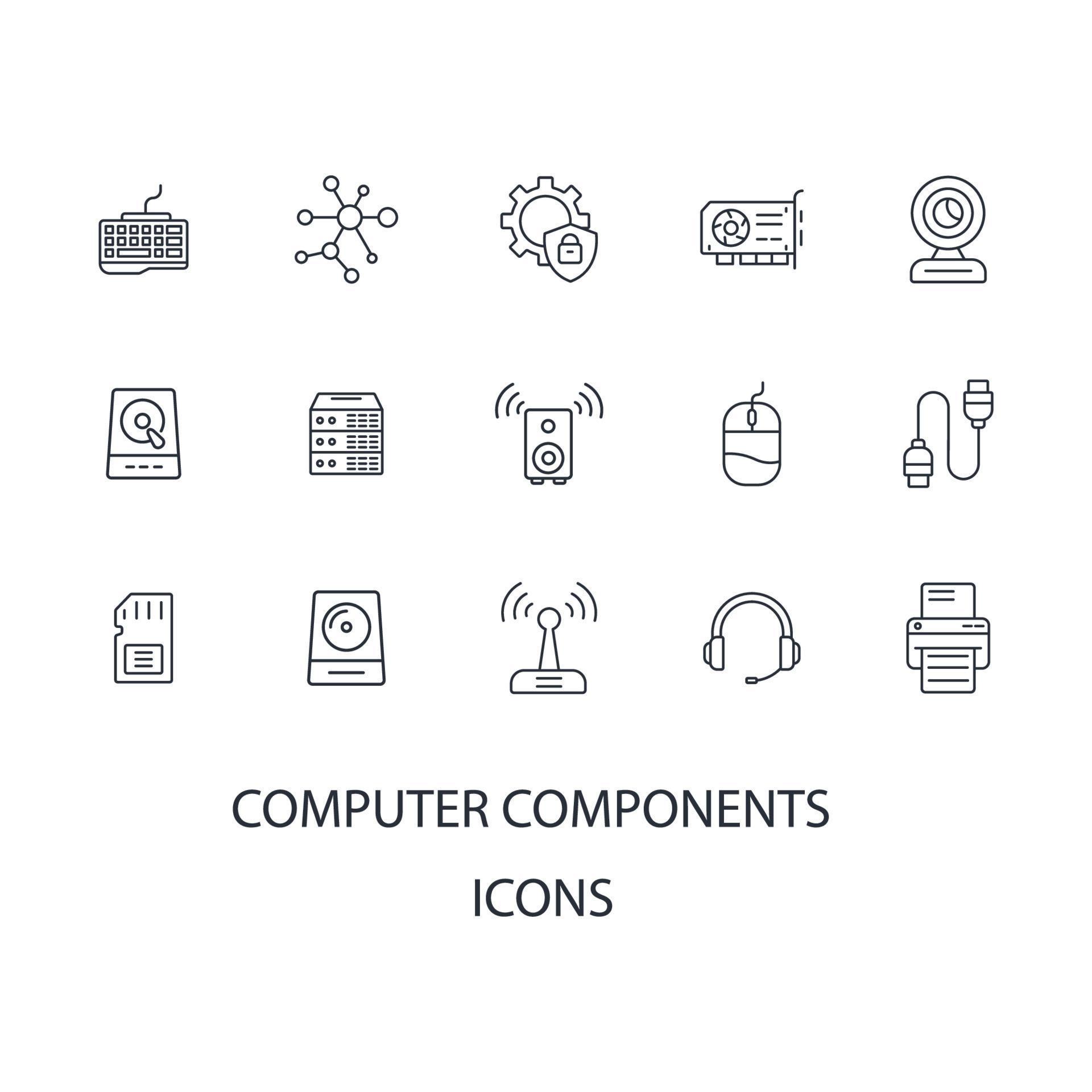 conjunto de iconos de componentes de computadora. componentes de ... conjunto de iconos de componentes de computadora. componentes de ...