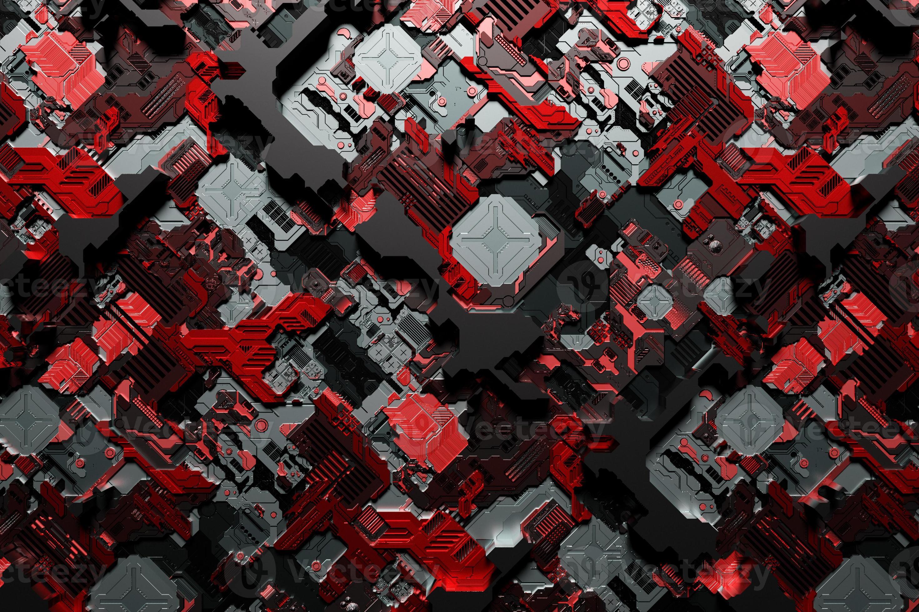 3D illustration Abstract geometric tech pattern. Grunge textured ...