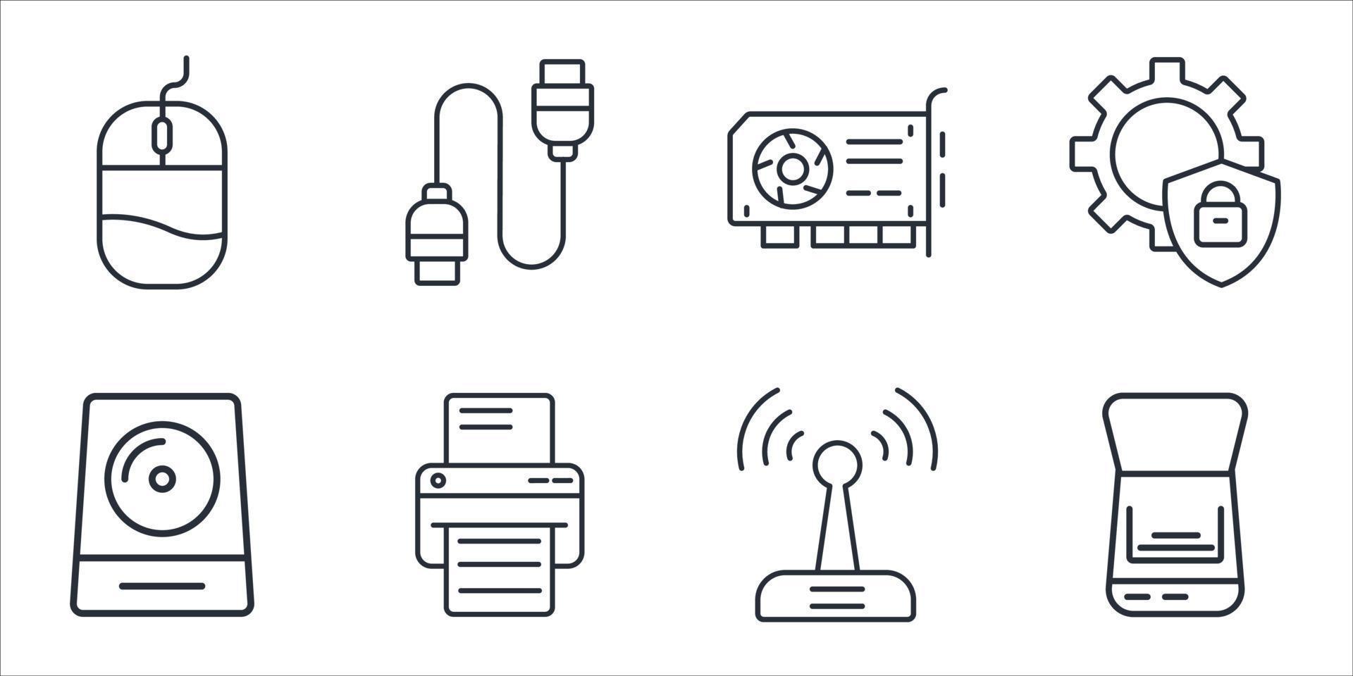 computer components icons set . computer components pack symbol vector ...