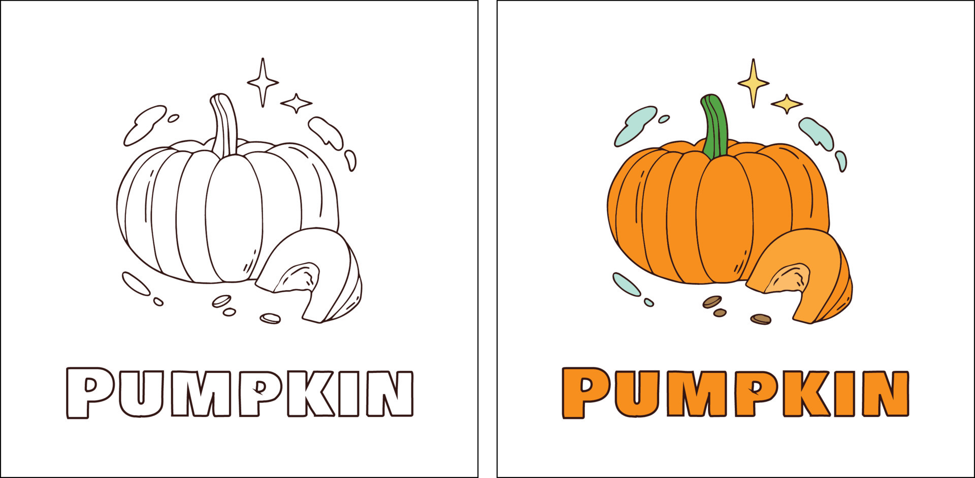 una página para colorear dibujada a mano de calabaza 9243111 Vector en ...
