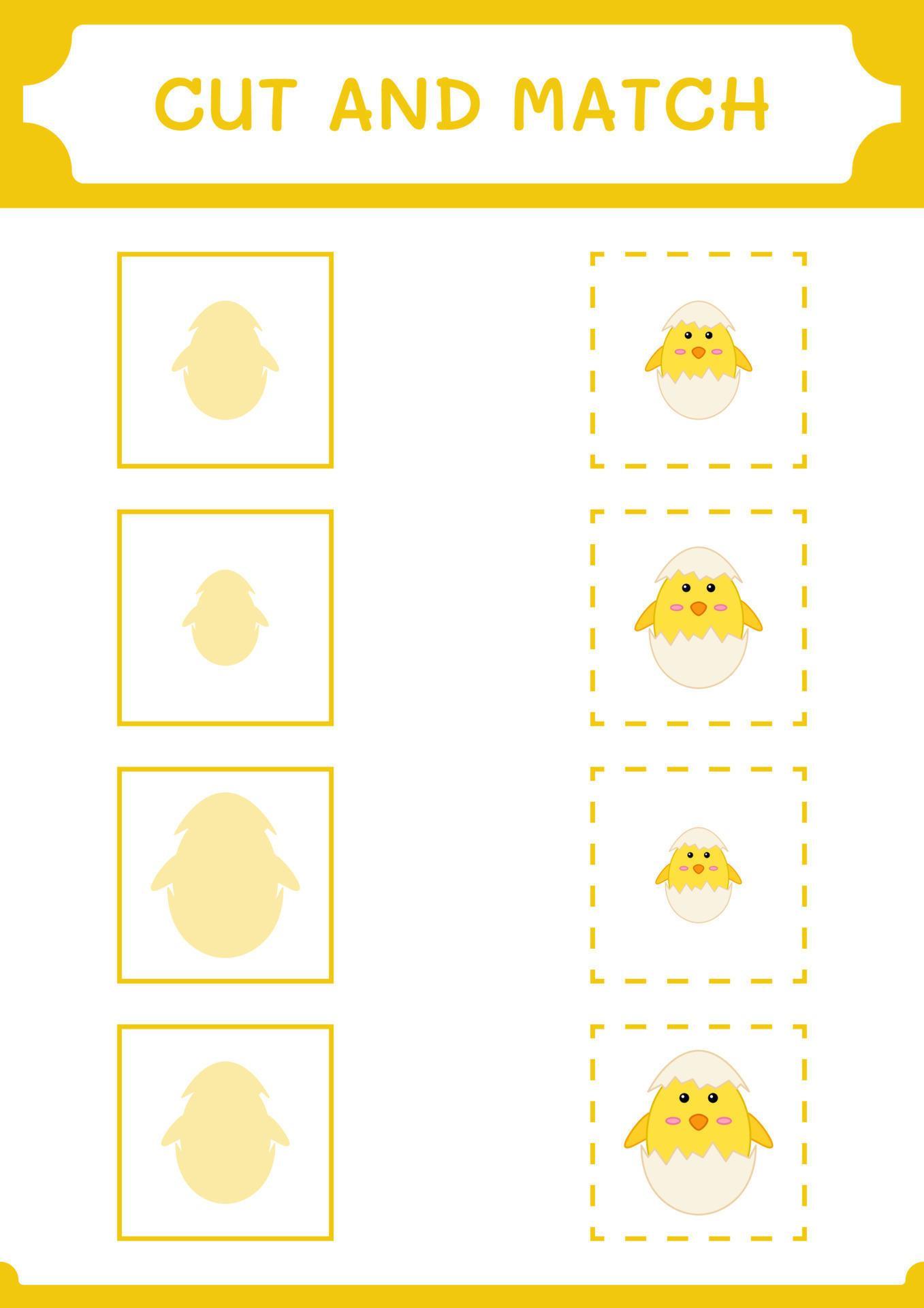 Cut and match parts of Chick, game for children. Vector illustration ...