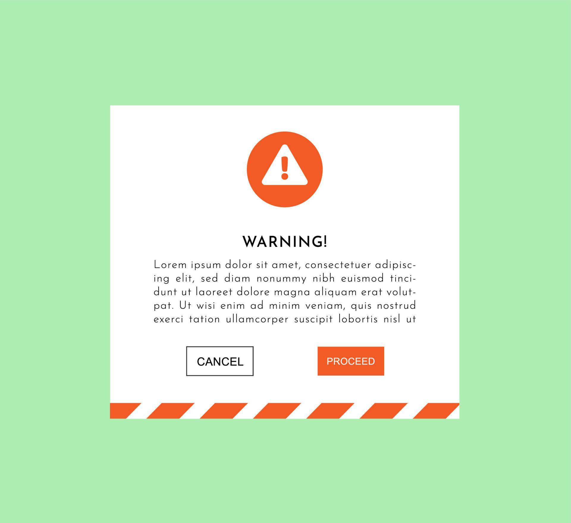 Modern Warning Pop Up Notification Template 9248794 Vector Art at Vecteezy
