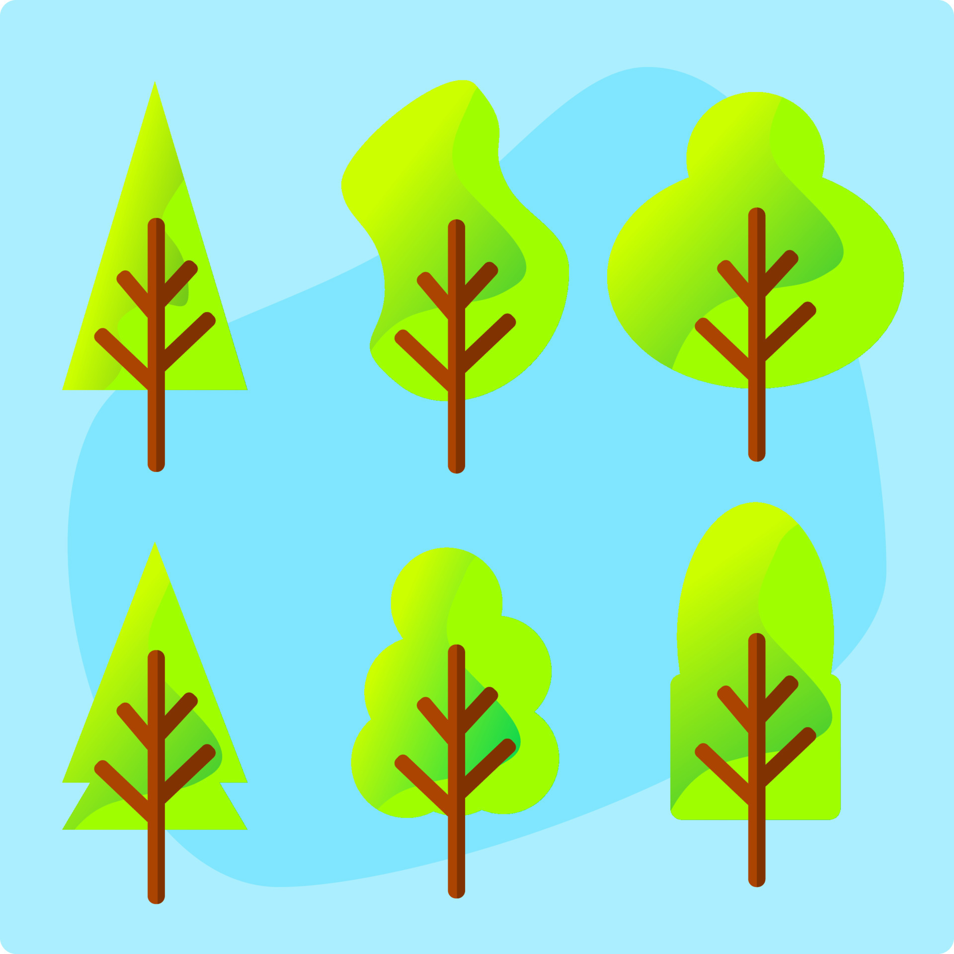 a collection of tree element images suitable for 2d graphic design ...