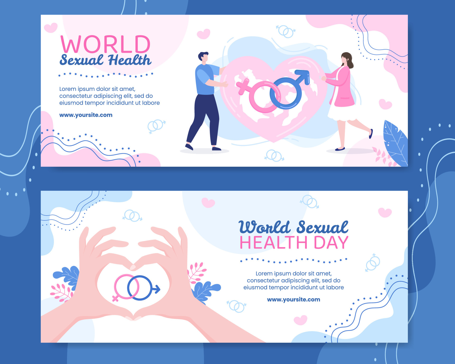 World Sexual Health Day Banner Template Flat Cartoon Background Vector
