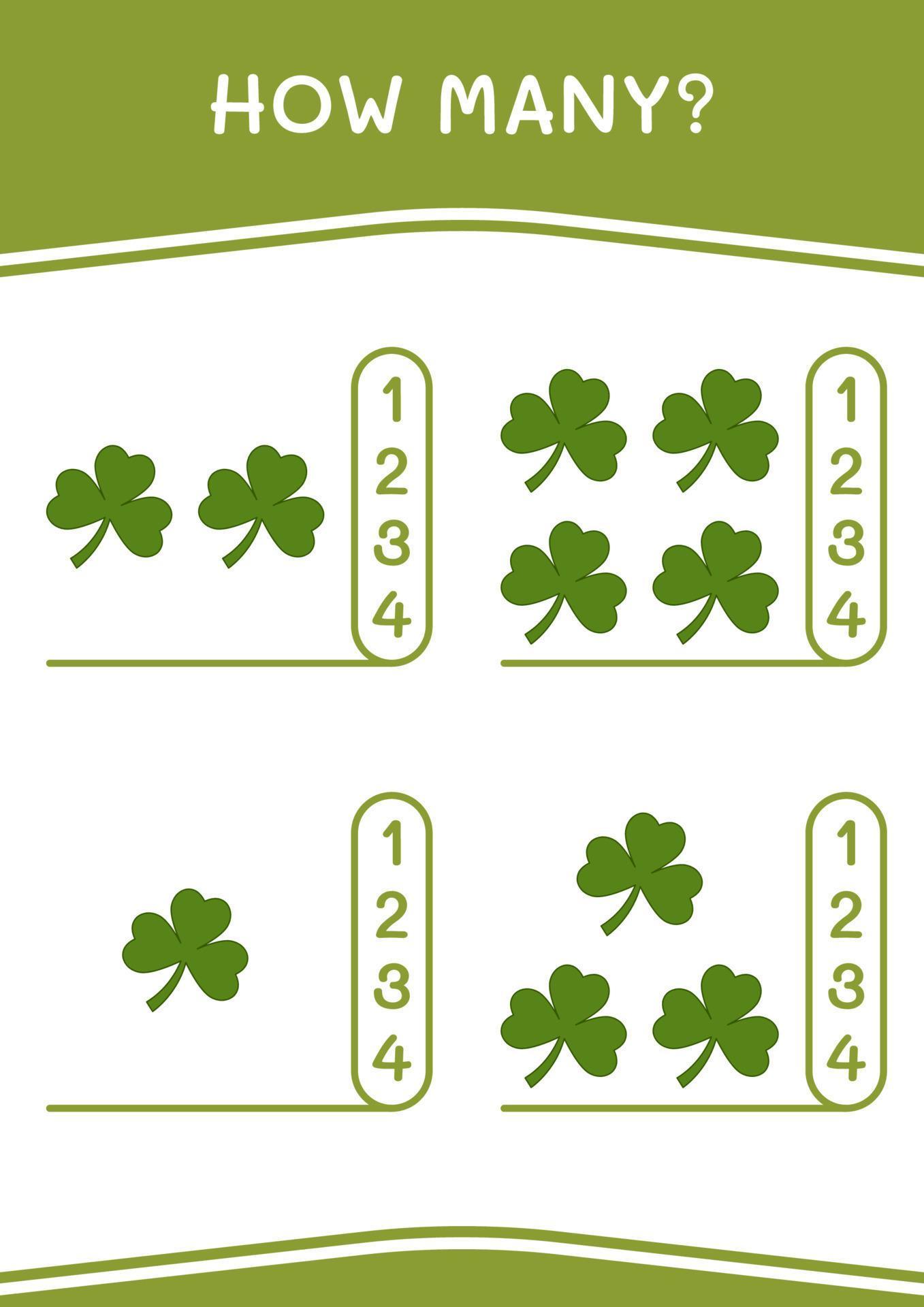 How many of Clover, game for children. Vector illustration, printable ...