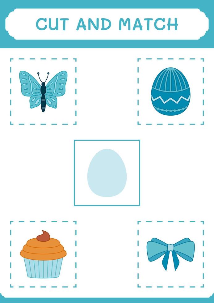 Cut and match parts of Easter egg, game for children. Vector ...
