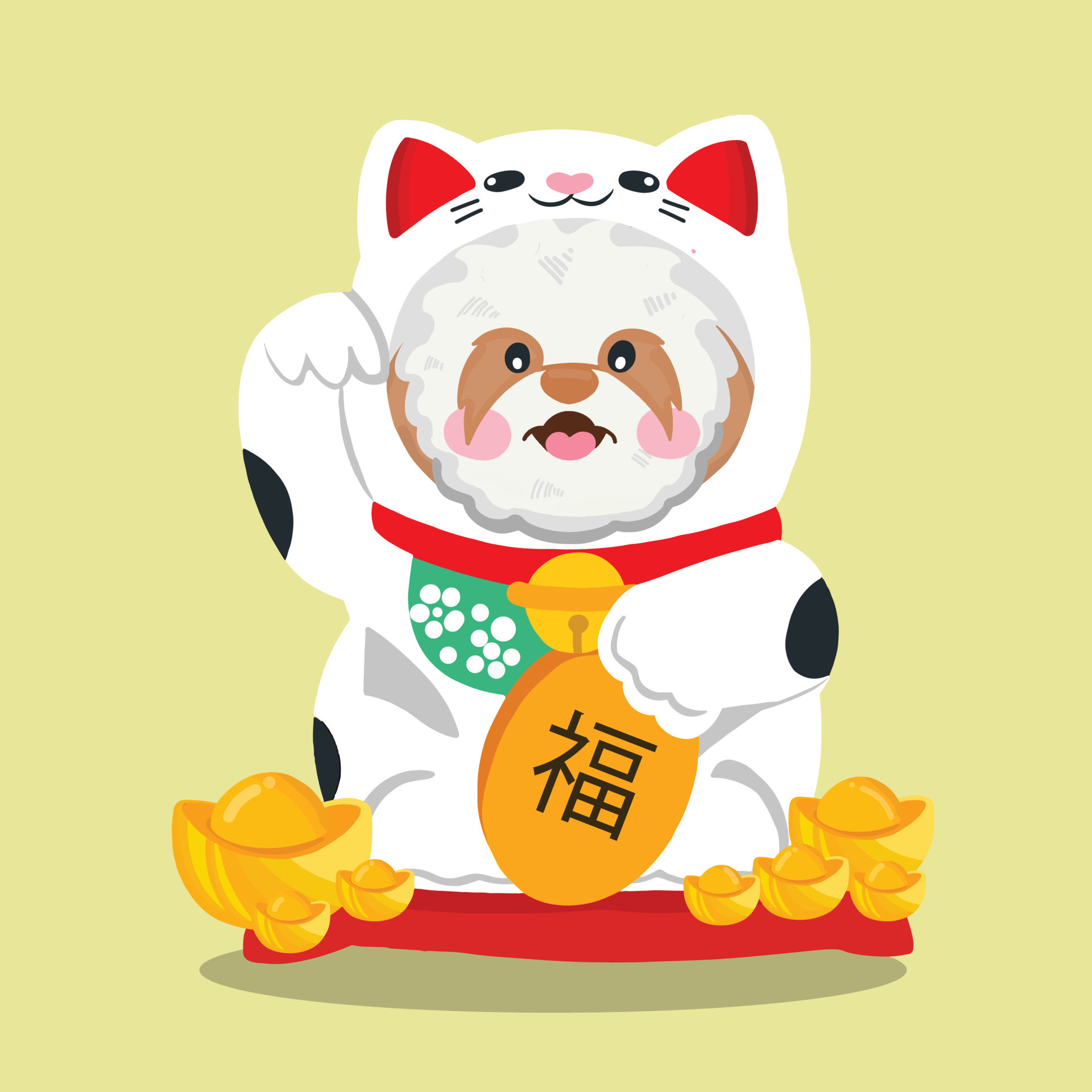 Chinese Good Luck Cat Clip Art