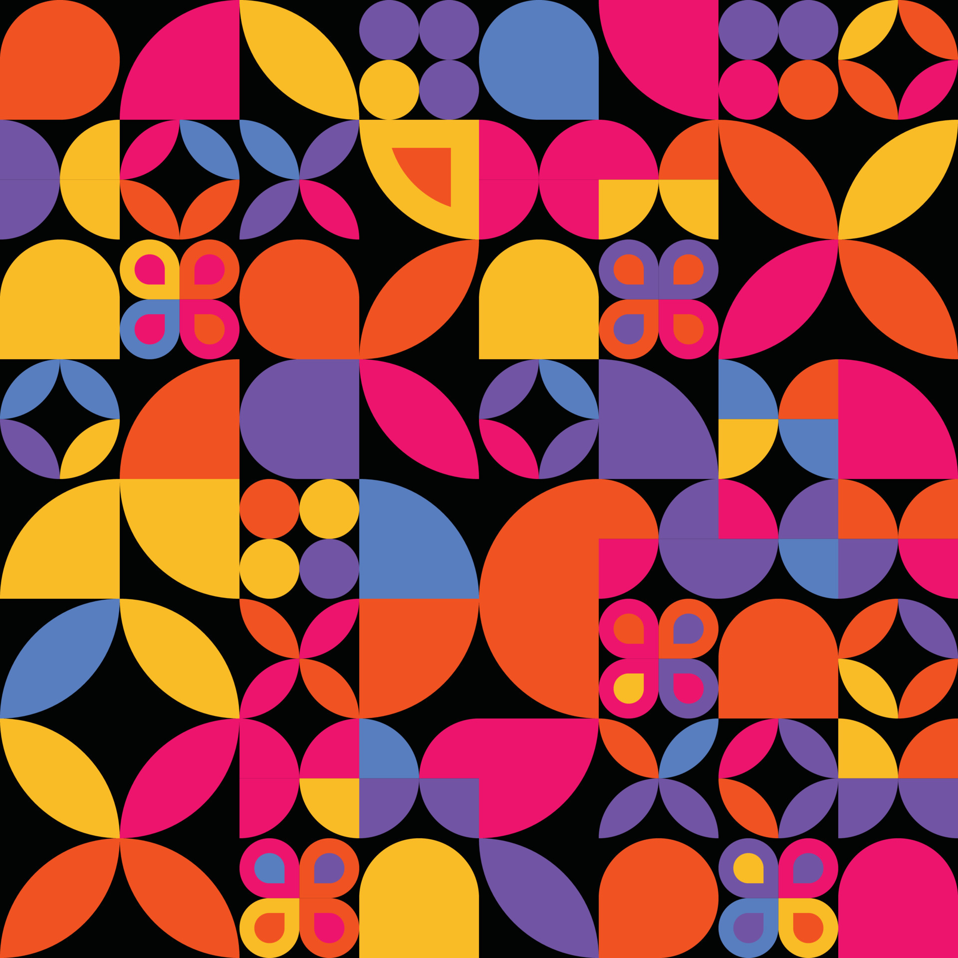 Modern Style Geometric Abstract Vector Seamless Pattern With Simple Shapes And Retro Color