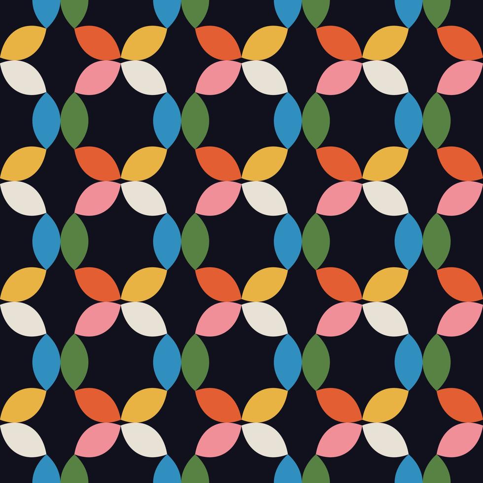 Abstract Retro Geometric Seamless Pattern Bright Colorful Nostalgic