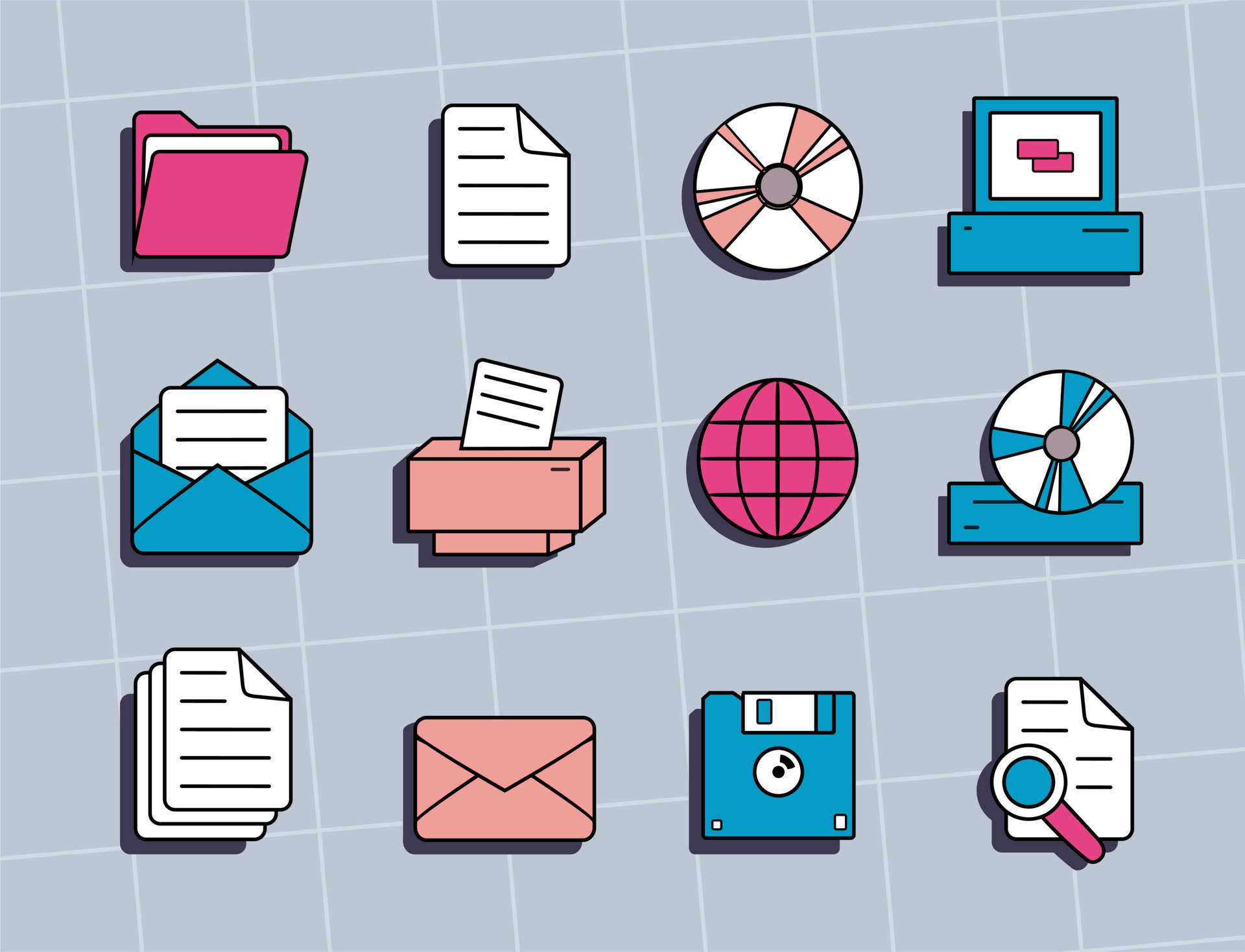 A set of interface elements of the old pc windows 90s, UI and UX themes ...