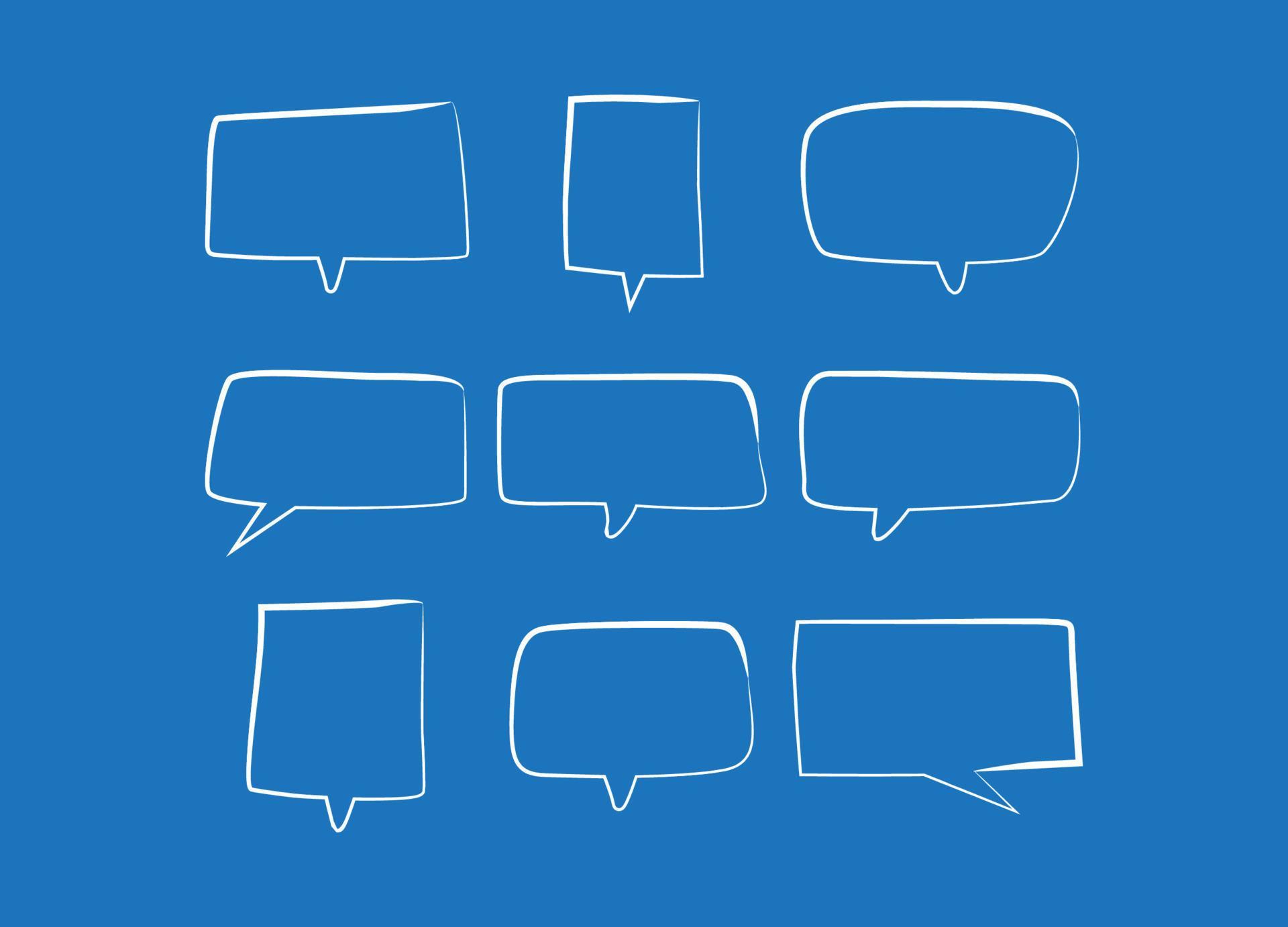 Set of speech bubbles doodles or cartoons Sketch Callout Set with Light ...