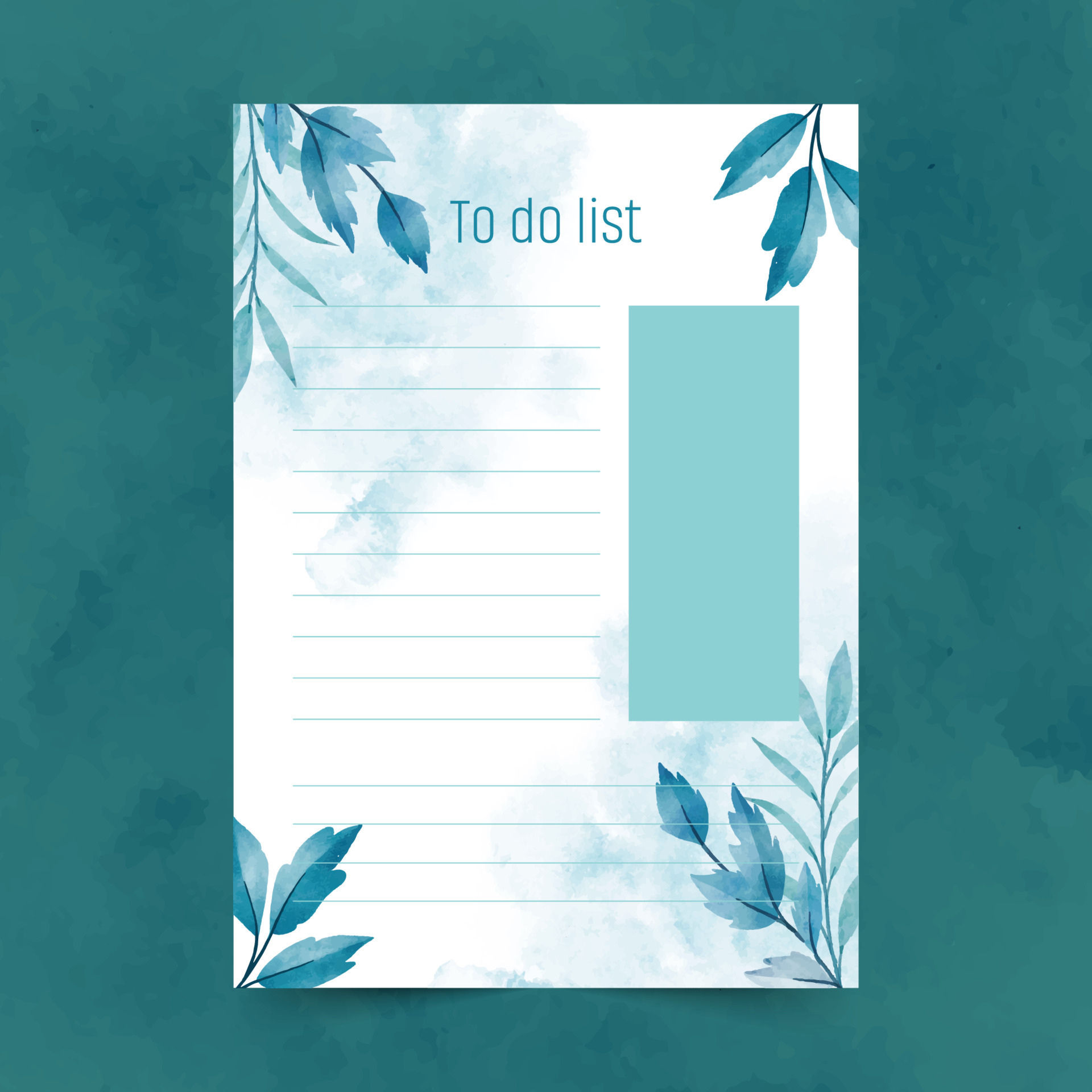 Set of to do list template with hand drawn watercolor leaf illustration ... Set of to do list template with hand drawn watercolor leaf illustration ...
