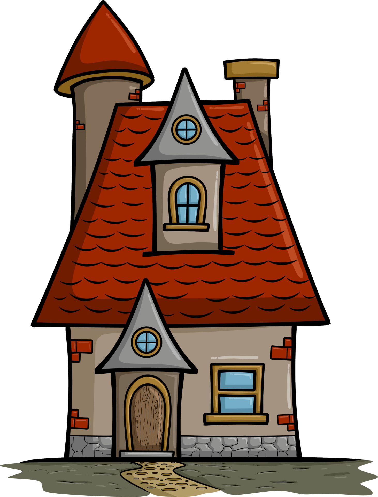 Fairytale Old House In Retro Style Vector Illustration 9258419 Vector