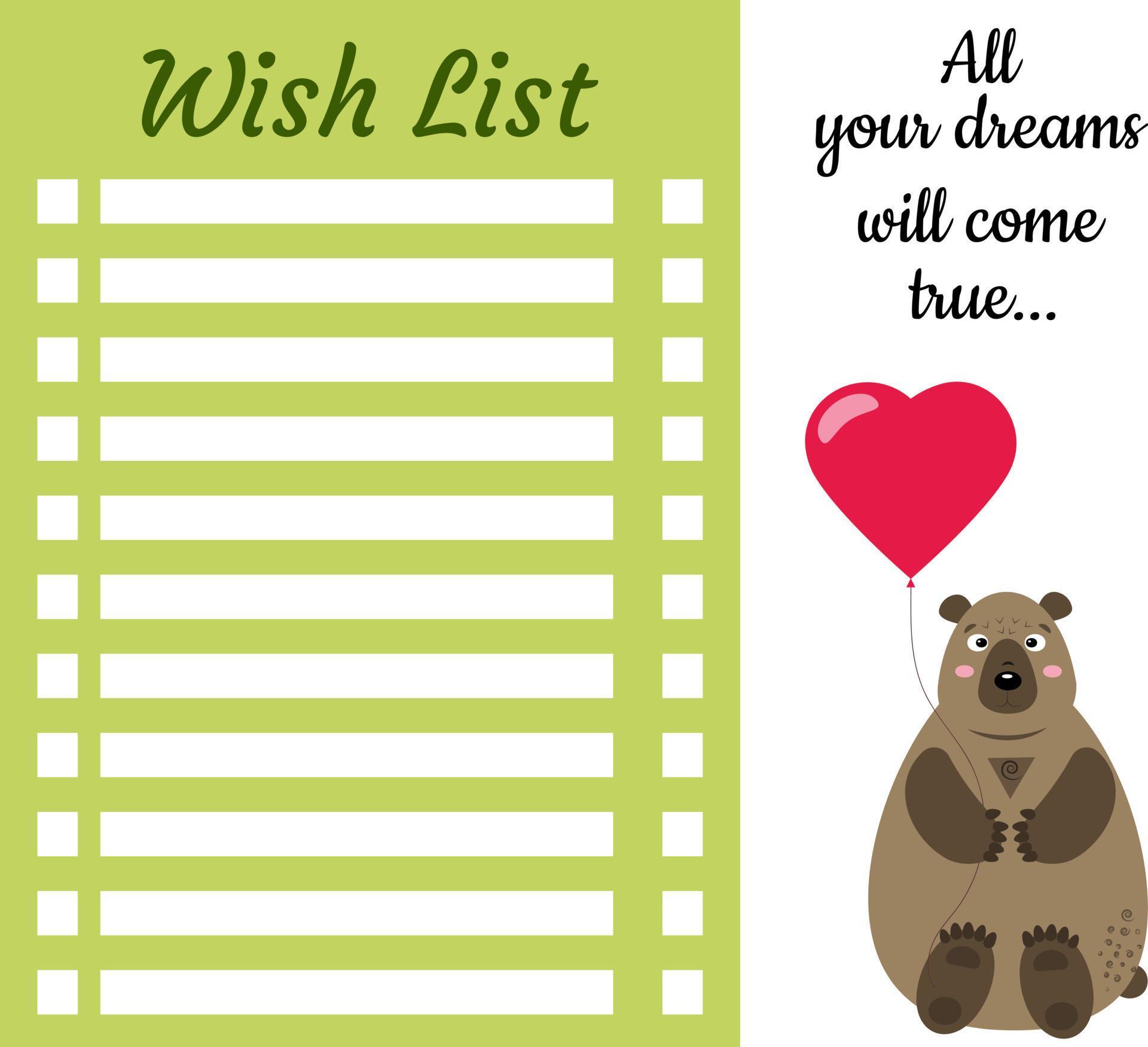 My wish list Page template Hand-drawn graphics Vector illustration ...