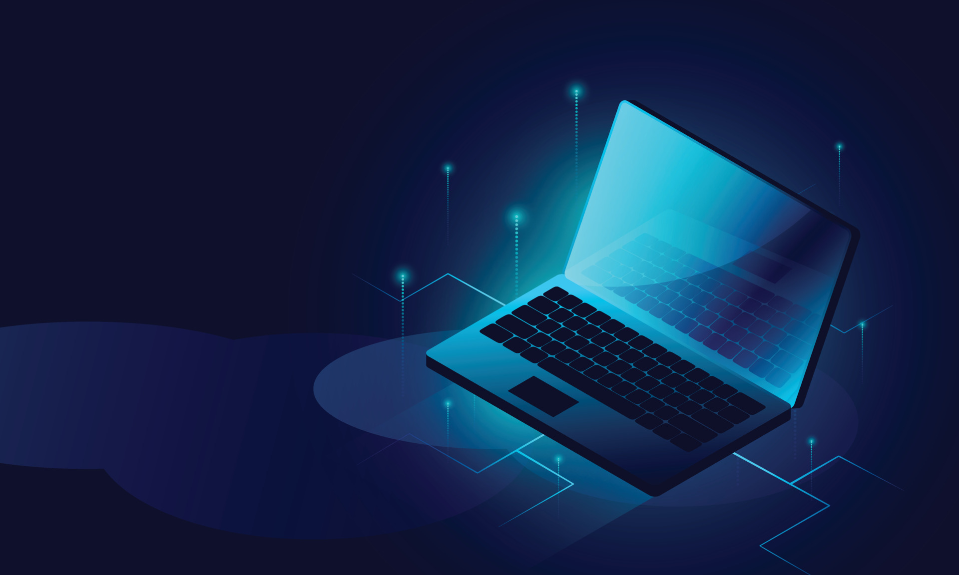 Laptop Analysis Processing Cloud Services Concept File Backup And Saving Copy Of File