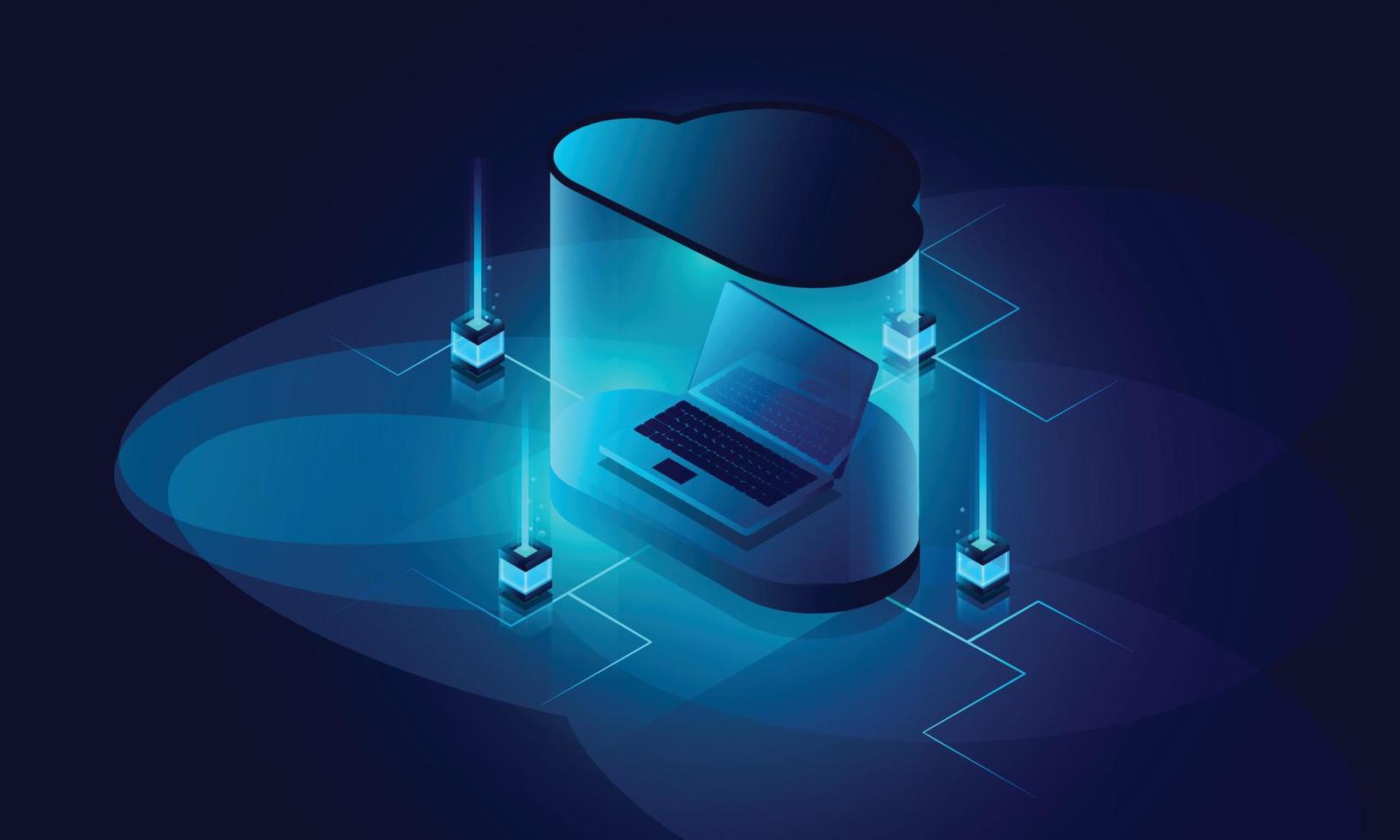 Laptop Analysis Processing Cloud Services Concept File Backup And Saving Copy Of File