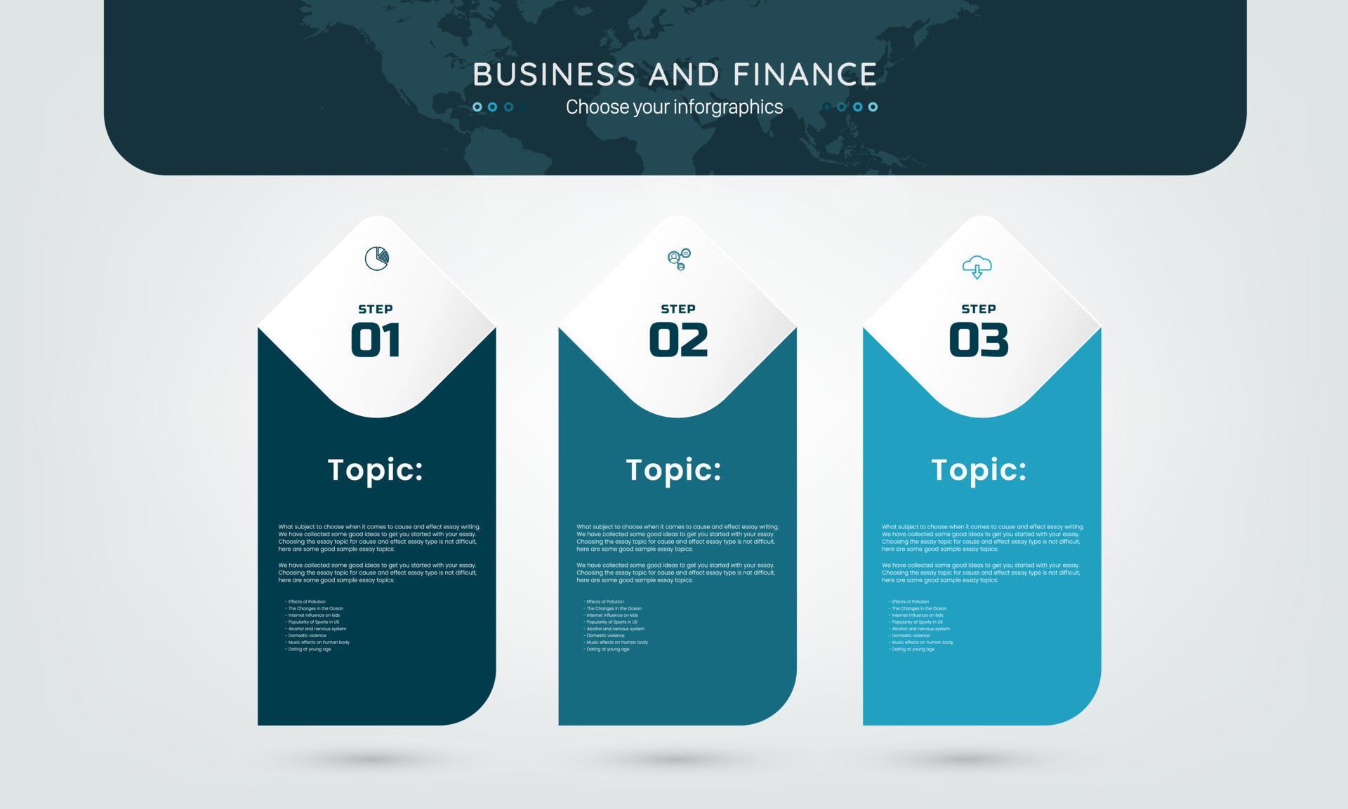 Vector Infographic design with icons. Three options or Three steps ...