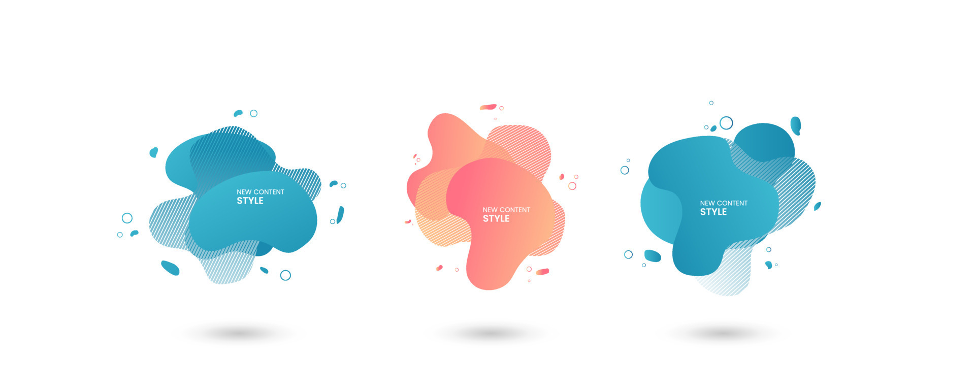 Groups Of Abstract Colorful Gradient Template For Three Design And Set Of Four Abstract Modern