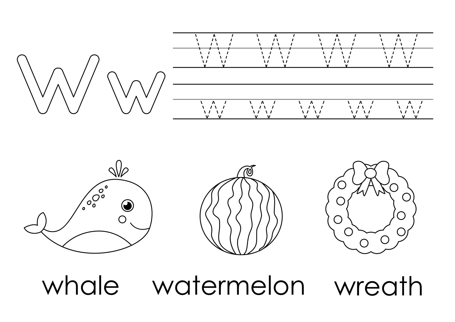 Letter W Coloring Pages