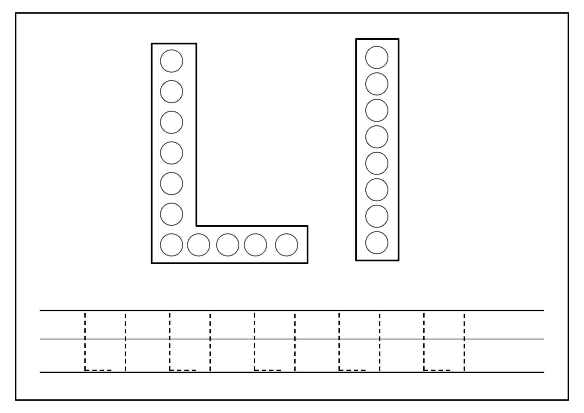Learning English alphabet for kids. Letter L. Tracing letters. 9282428 ...