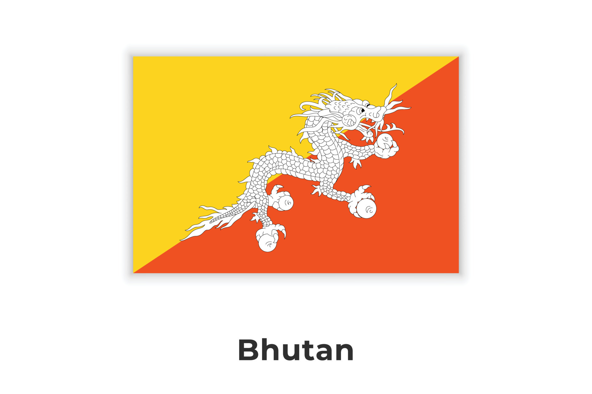 The National flag of Bhutan 9290908 Vector Art at Vecteezy