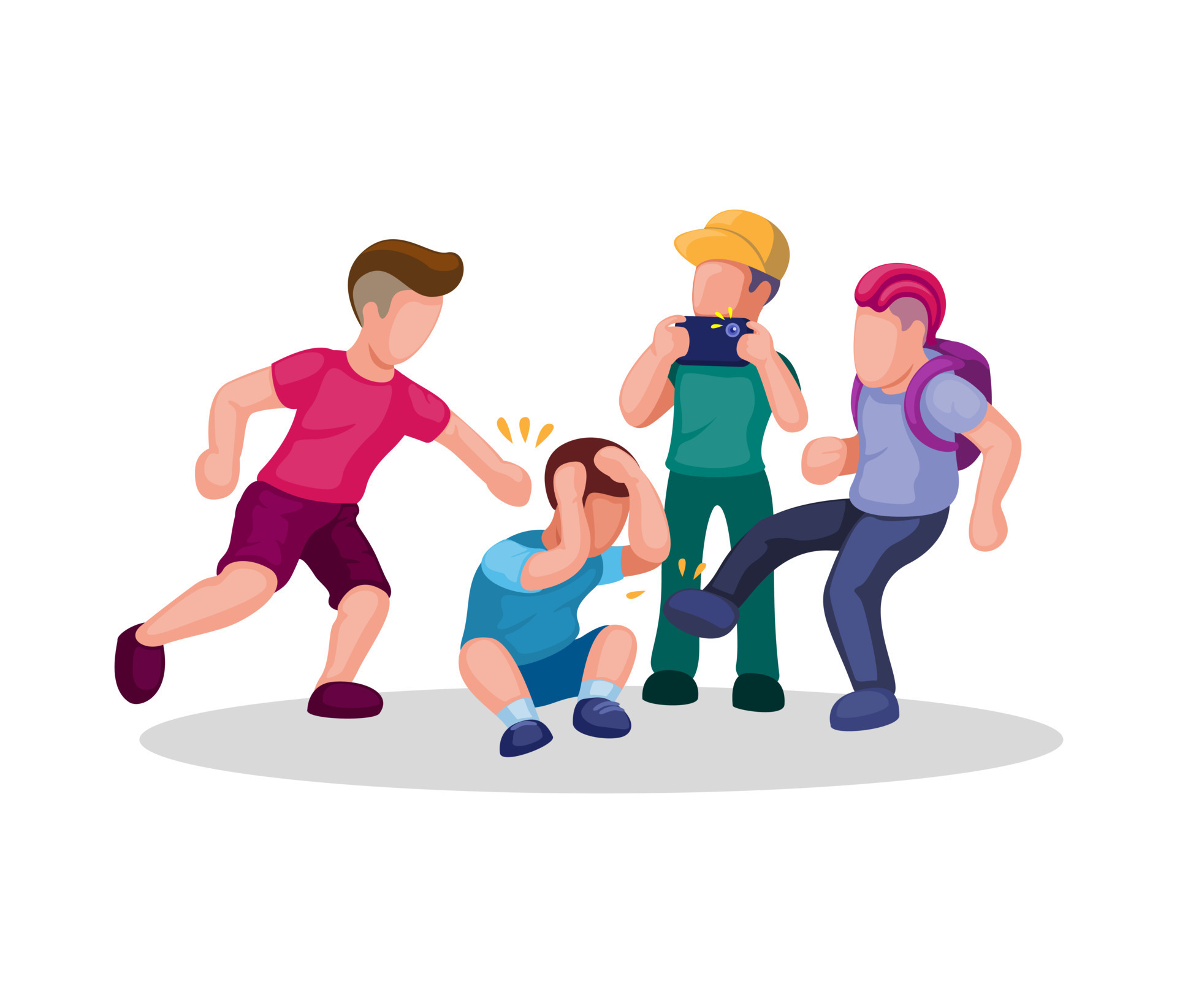 Bullying fight violence cartoon illustration vector 9294616 Vector Art at Vecteezy
