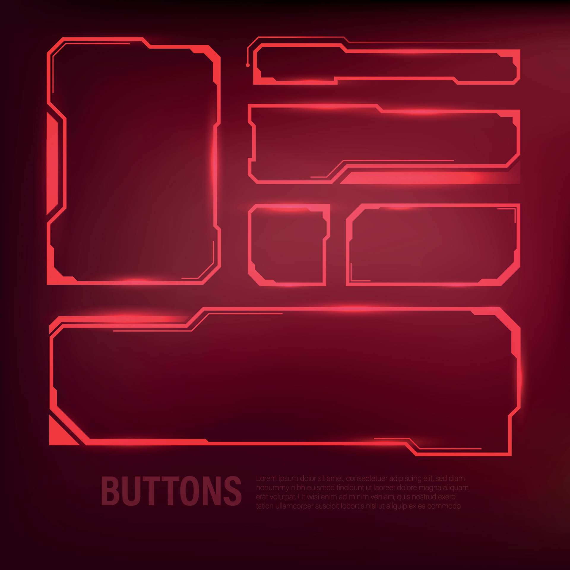 button set Techno-futuristic style sci-fi color red 2 9295273 Vector ... button set Techno-futuristic style sci-fi color red 2 9295273 Vector ...