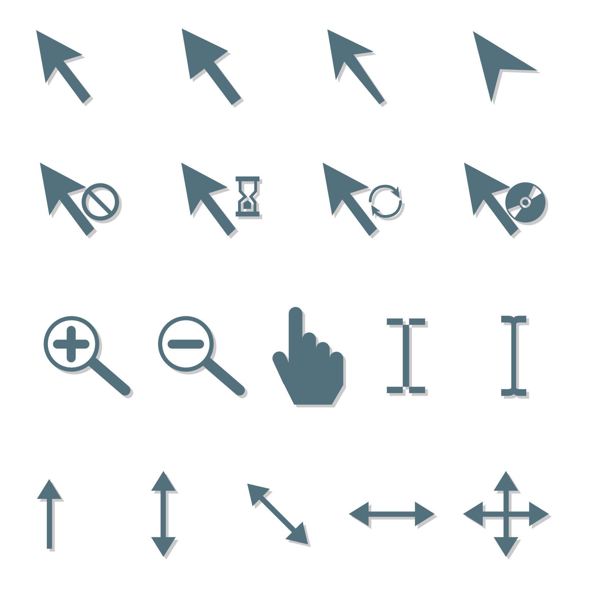Pointer cursor icons, Computer web arrows, mouse cursors and clicking ...