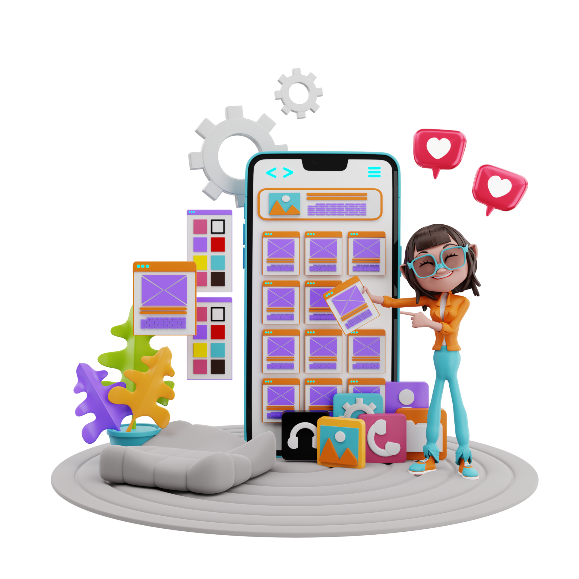 ilustração 3D de desenvolvimento web 9298074 PNG