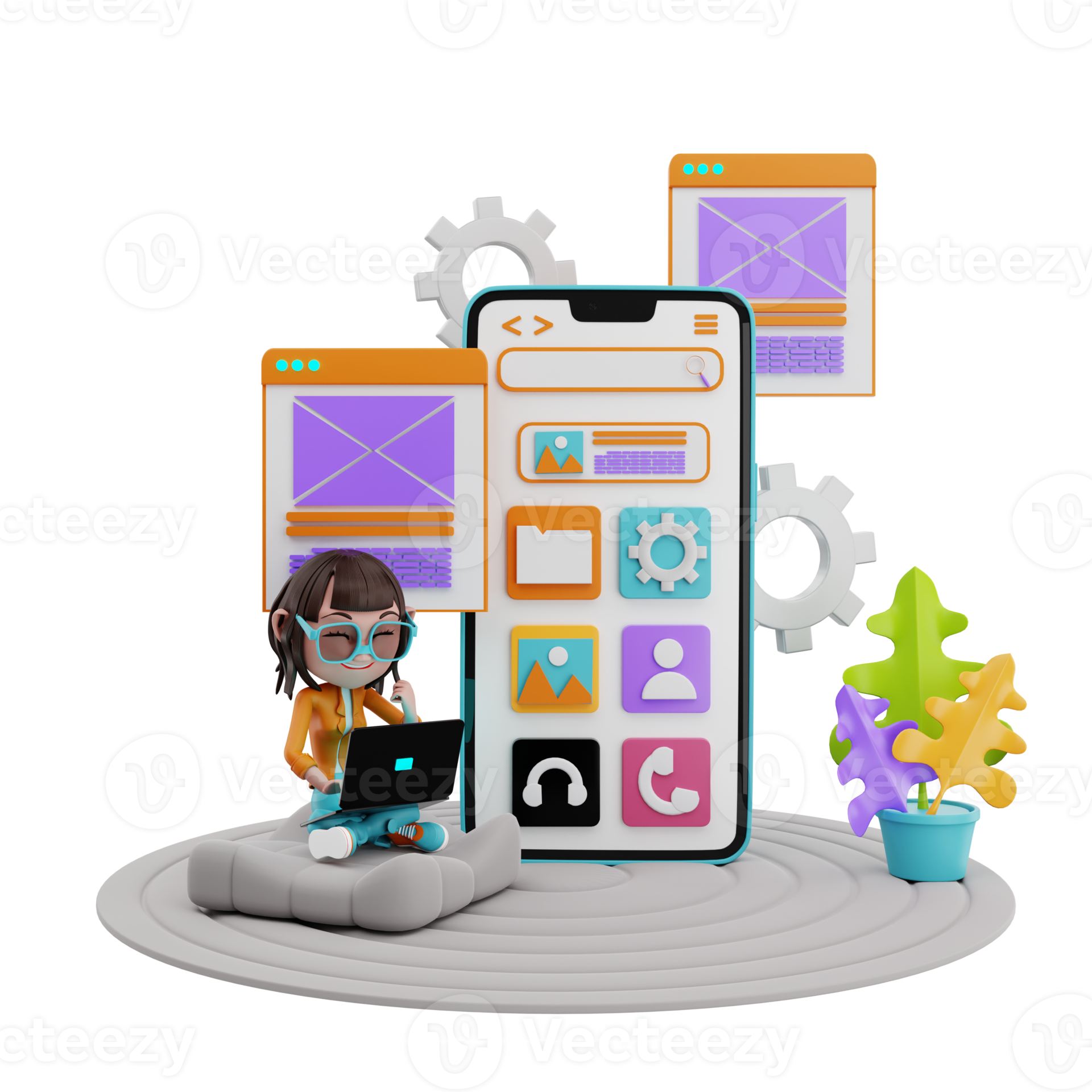 3D Illustration of web development 9299630 PNG