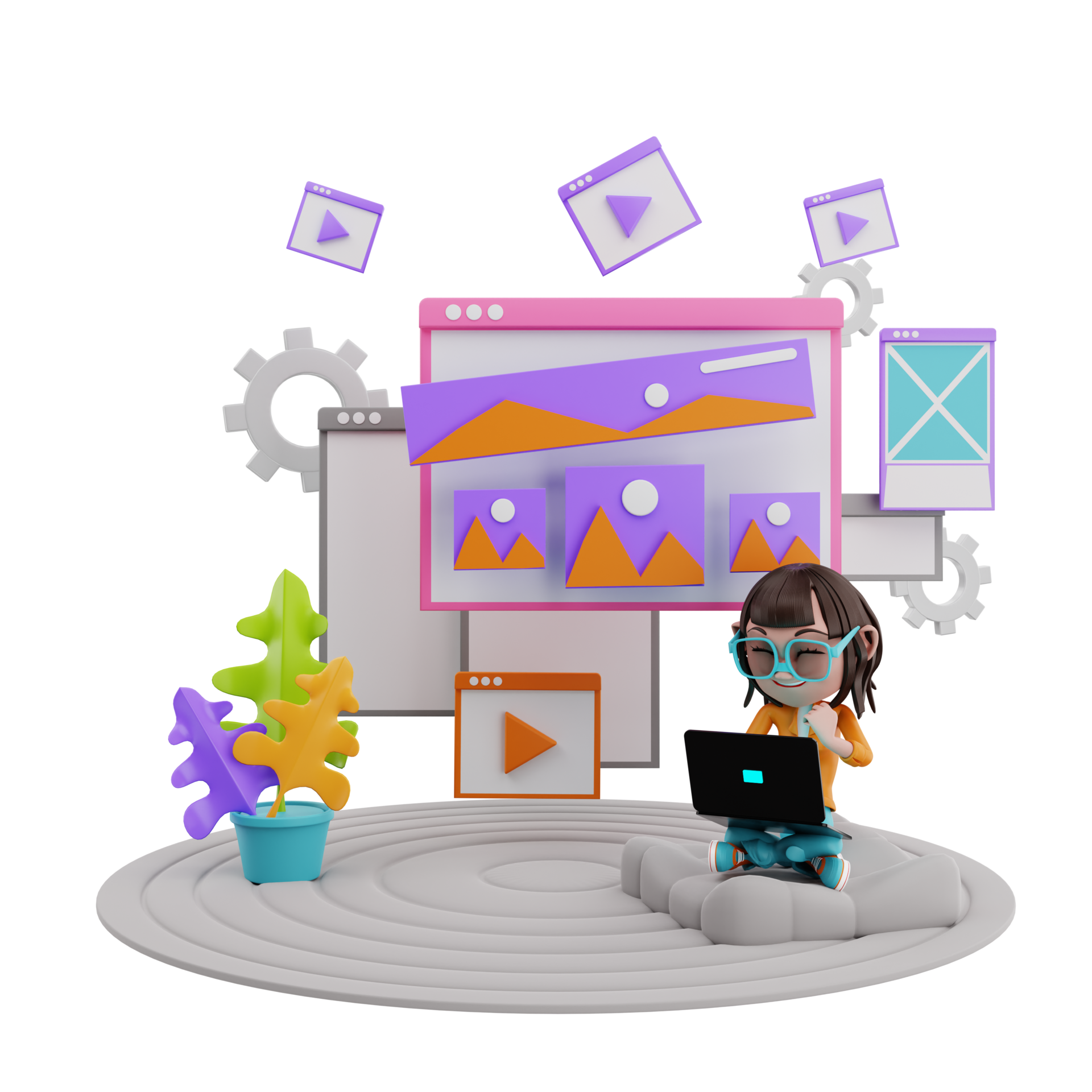 3D Illustration of web development 9299916 PNG