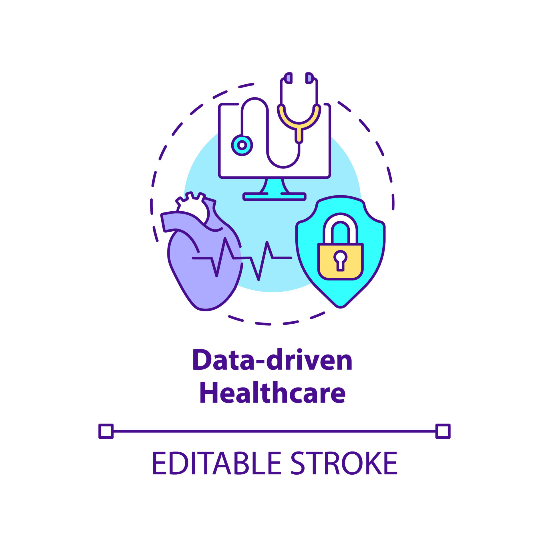 Data-driven healthcare concept icon. Technology innovation. Medicine ...