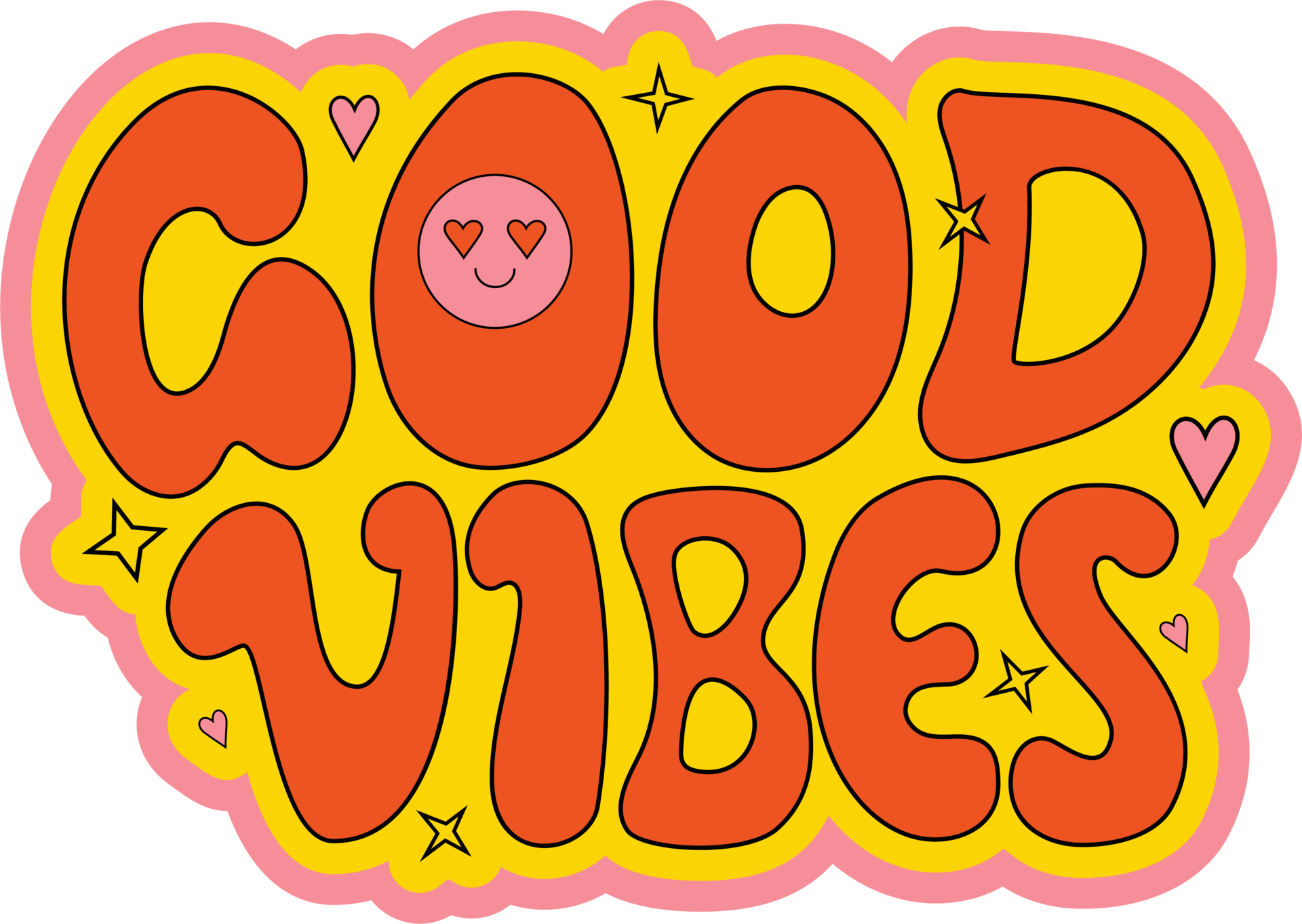 Funky Hippy Stickers Good Vibes Retro Lettering Groovy Style 9313332 Png