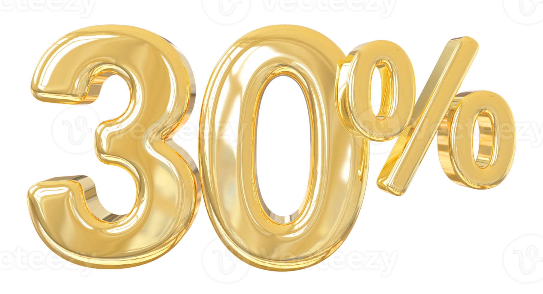 Number 30 Percent Gold 3D 9313558 PNG