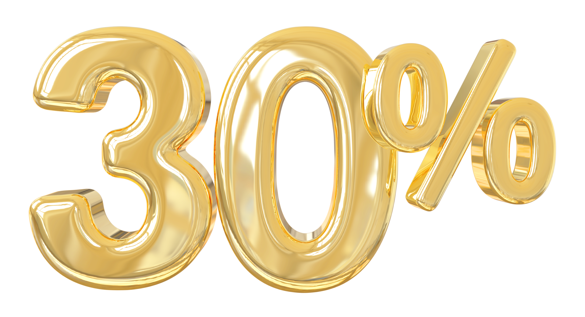 Zahl 30 Prozent Gold 3d 9313558 PNG