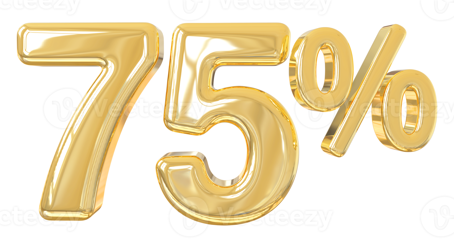 Number 75 Percent Gold 3D 9313585 PNG