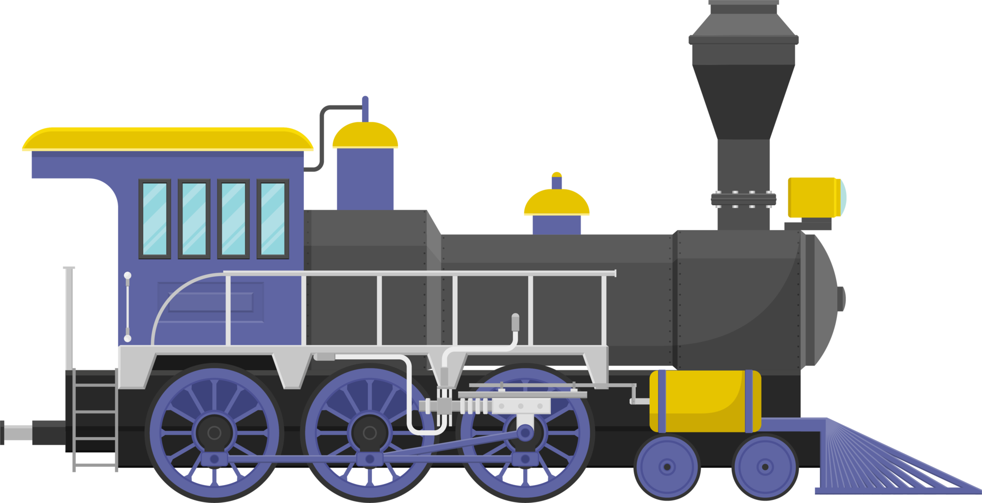 Vintage Steam Locomotive Vector Illustration Isolated On White