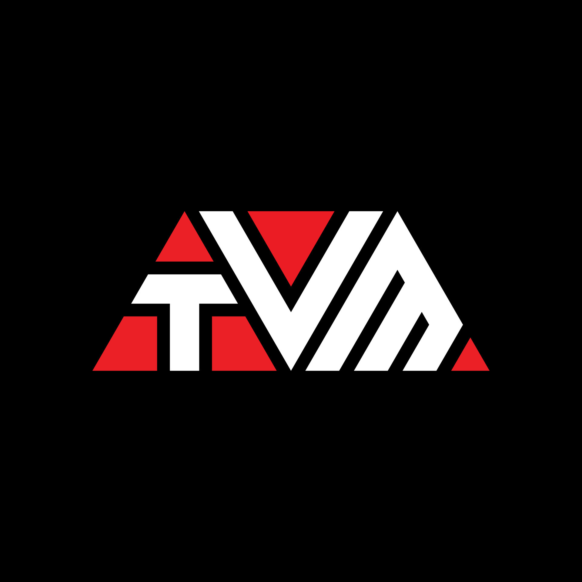 diseño de logotipo de letra triangular tvm con forma de triángulo. monograma de diseño de ...