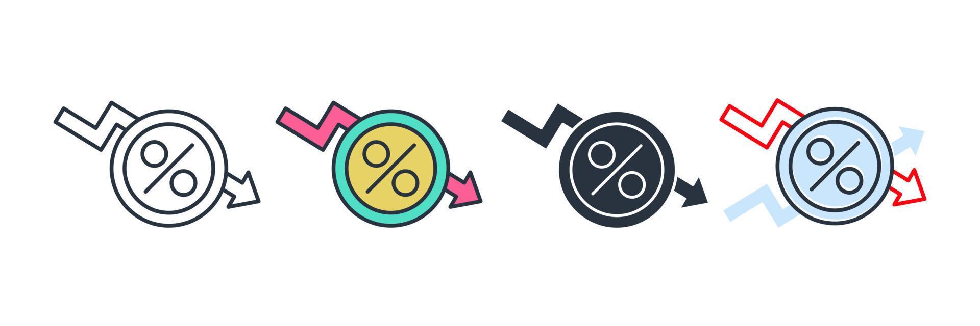 decrease icon logo vector illustration. Percent down symbol template ...