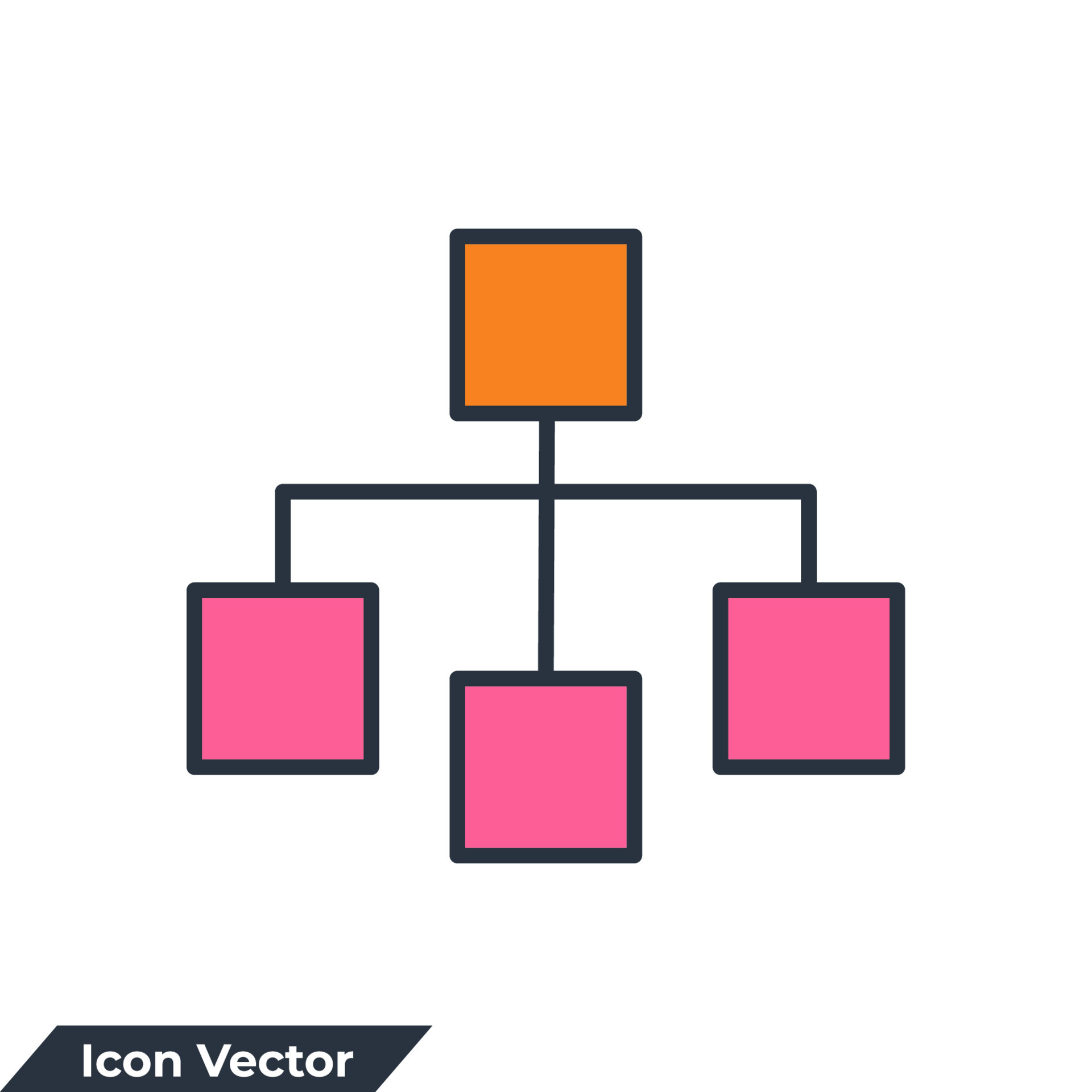 flow chart icon logo vector illustration. organization chart symbol ...
