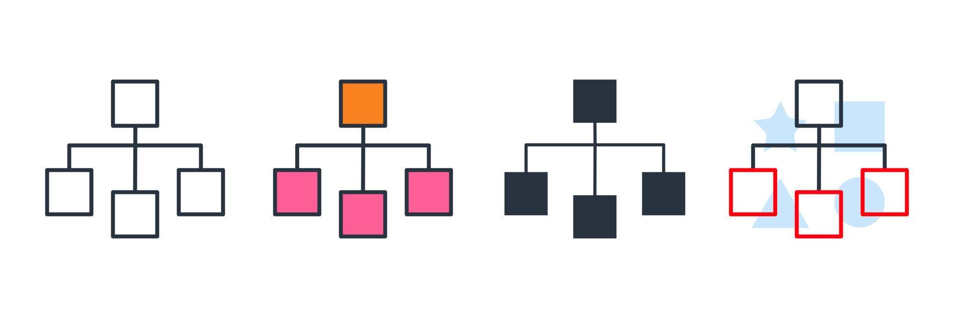 flow chart icon logo vector illustration. organization chart symbol ...
