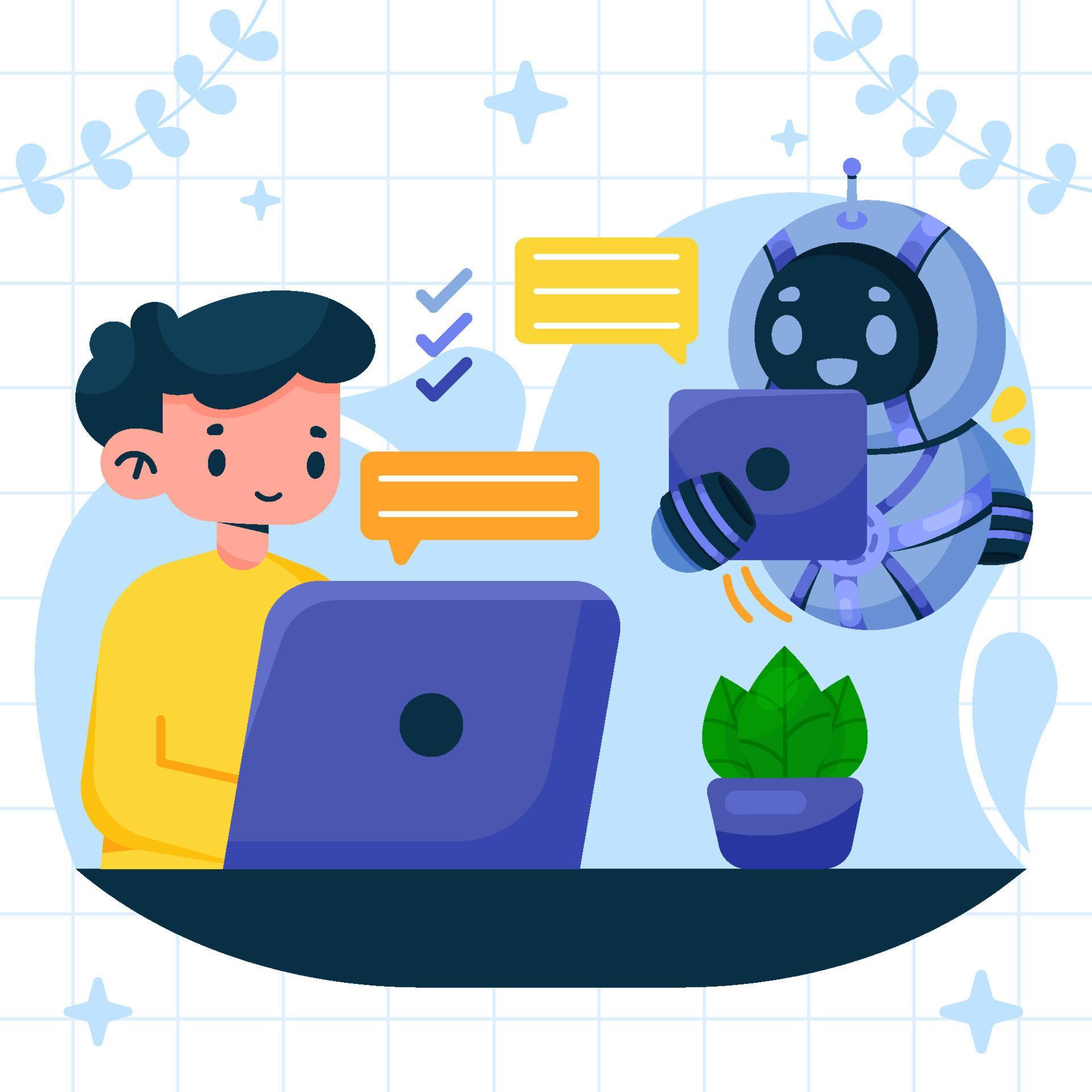 Robot Help with Artificial Intelligence Concept 9318755 Vector Art at ...