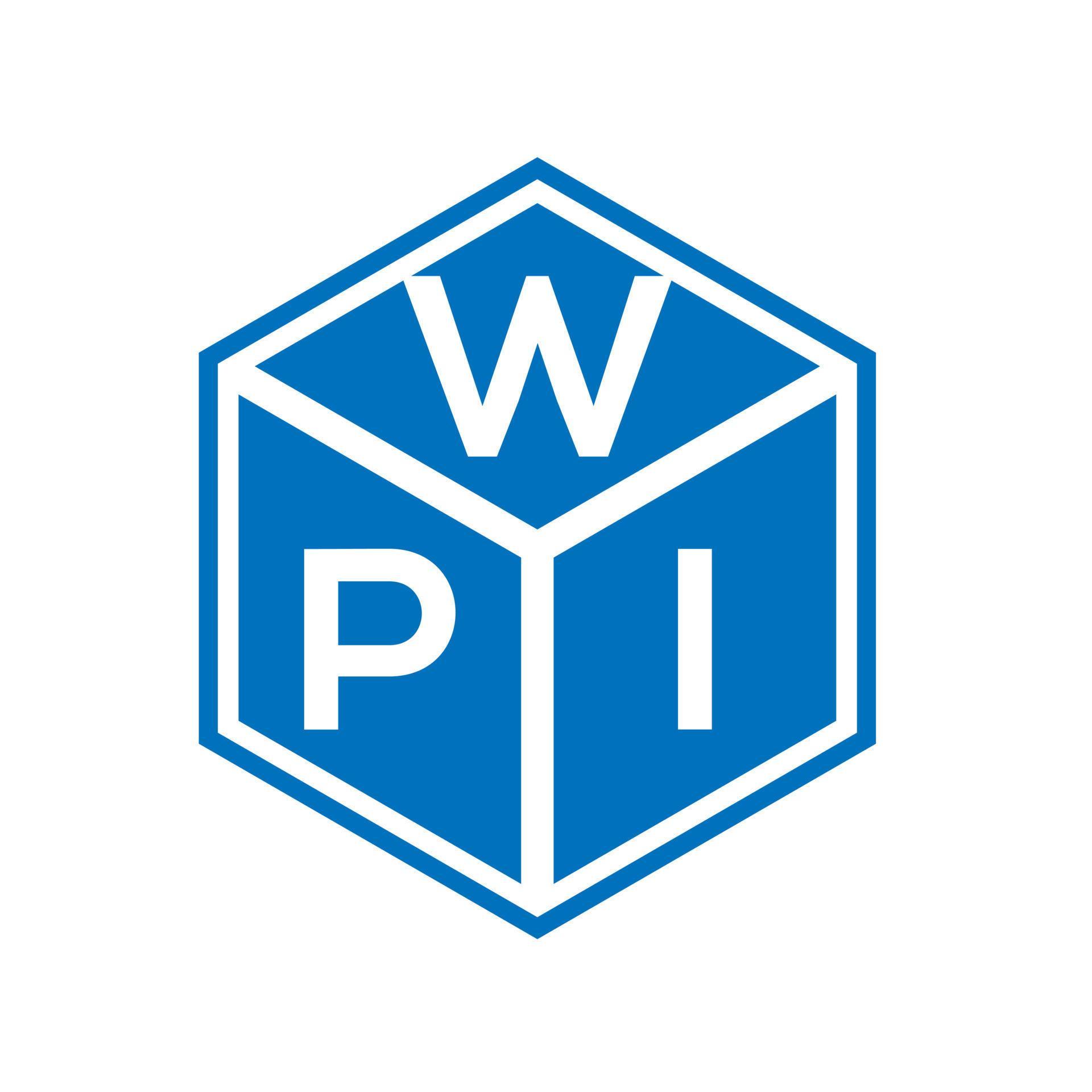 diseño de logotipo de letra wpi sobre fondo negro. concepto de logotipo de letra de iniciales ...