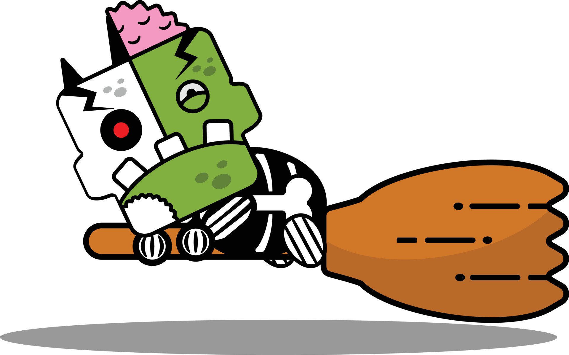 personaje de dibujos animados disfraz vector ilustración zombie hueso ...