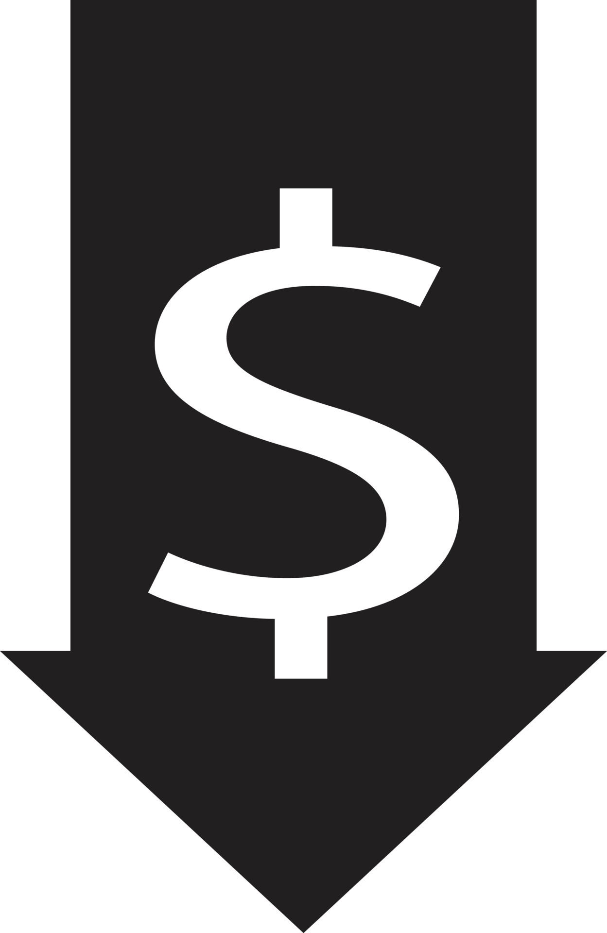 decrease icon. cost reduction sign. currency receipt symbol. decrease ...