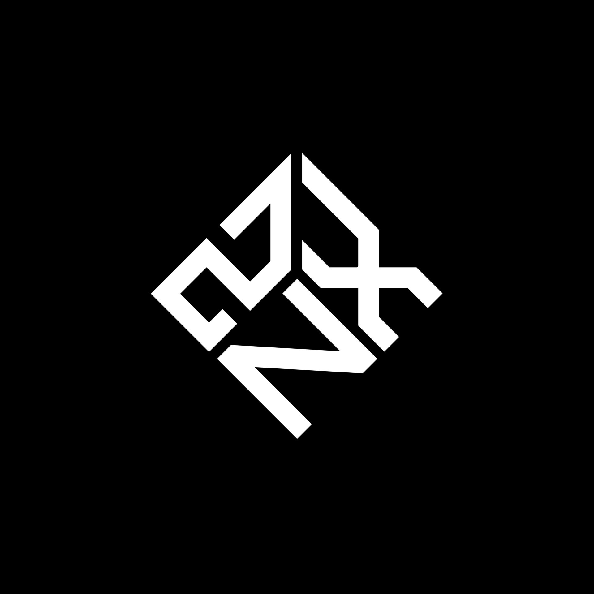 diseño de logotipo de letra znx sobre fondo negro. Concepto de logotipo de letra de iniciales ...