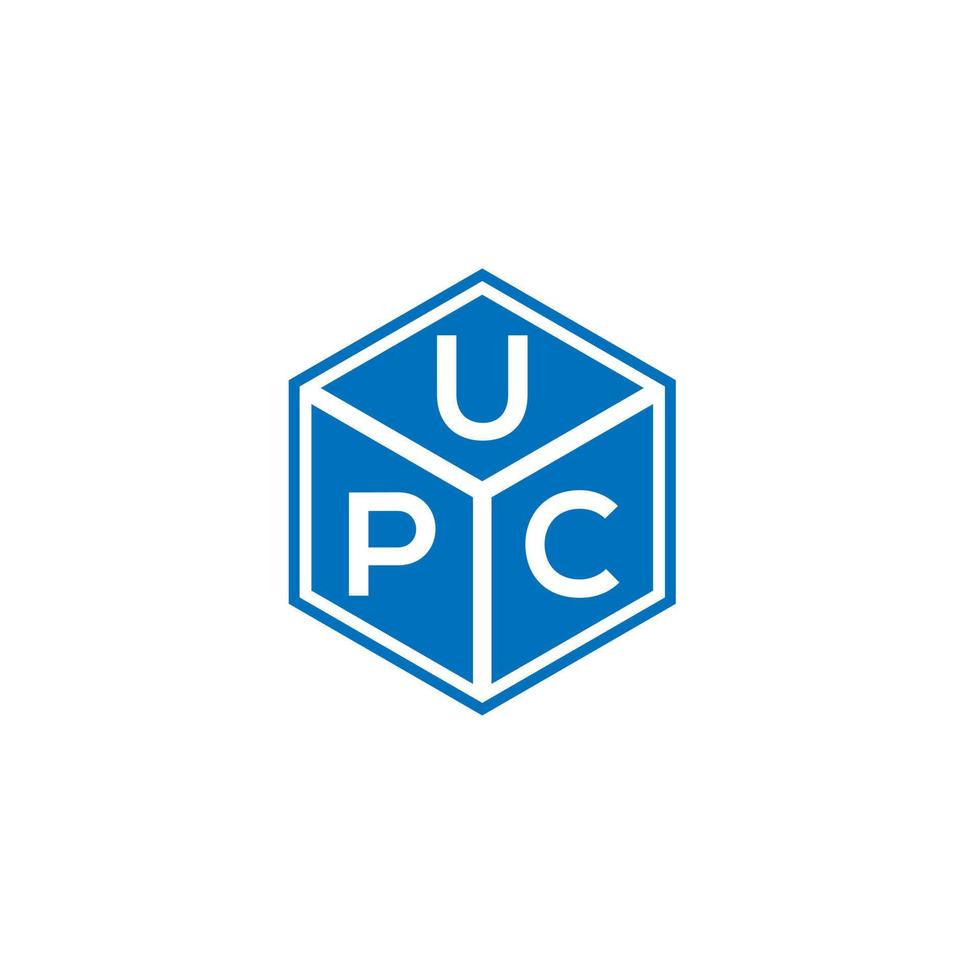 diseño de logotipo de letra upc sobre fondo negro. concepto de logotipo ...