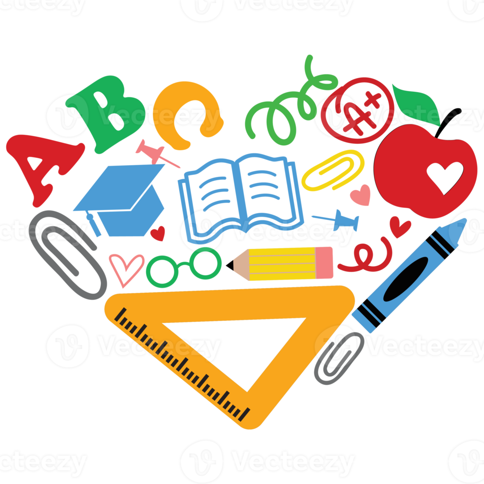 Teacher School Supplies Split Monogram 9336370 Png