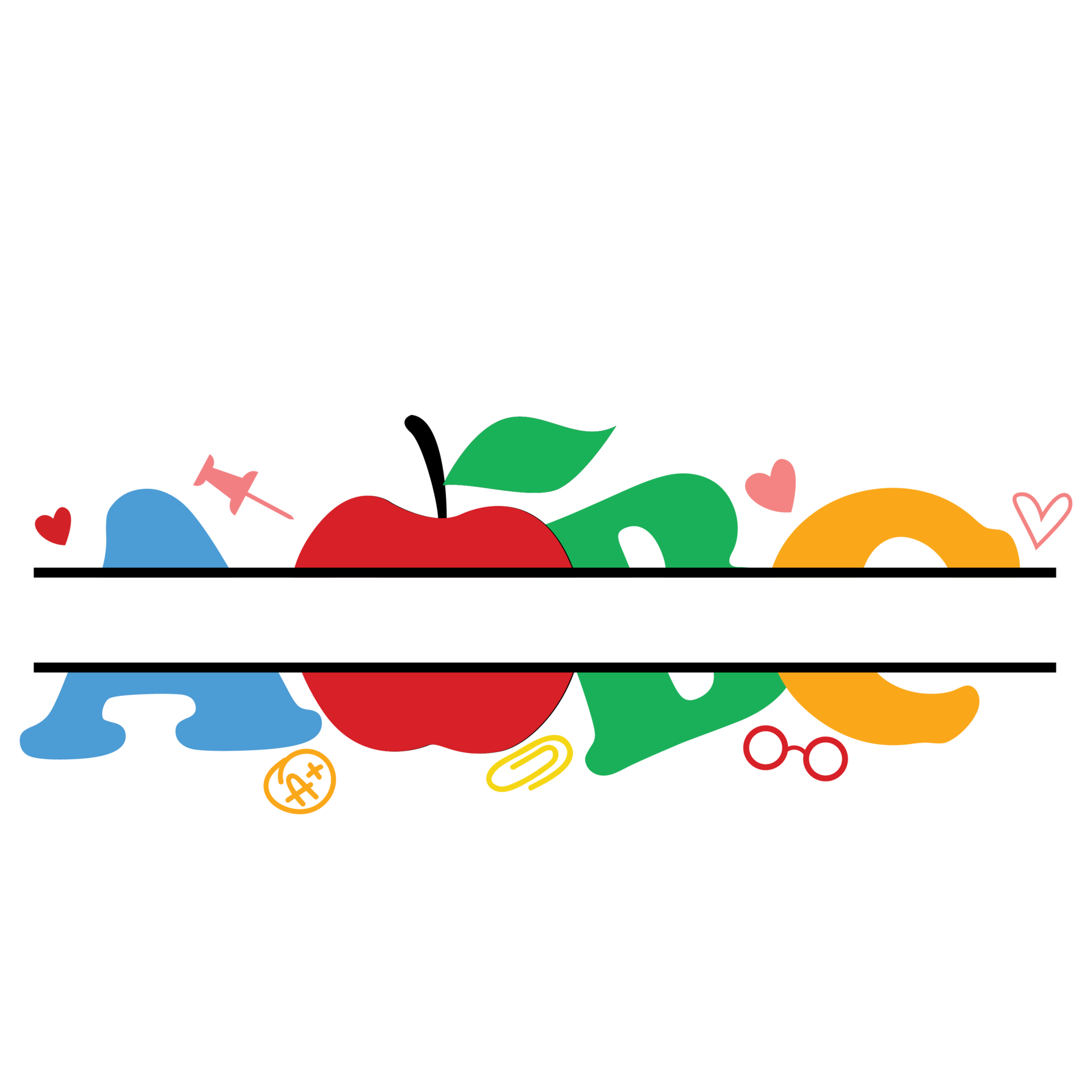 Teacher School Supplies Split Monogram 9336534 Png