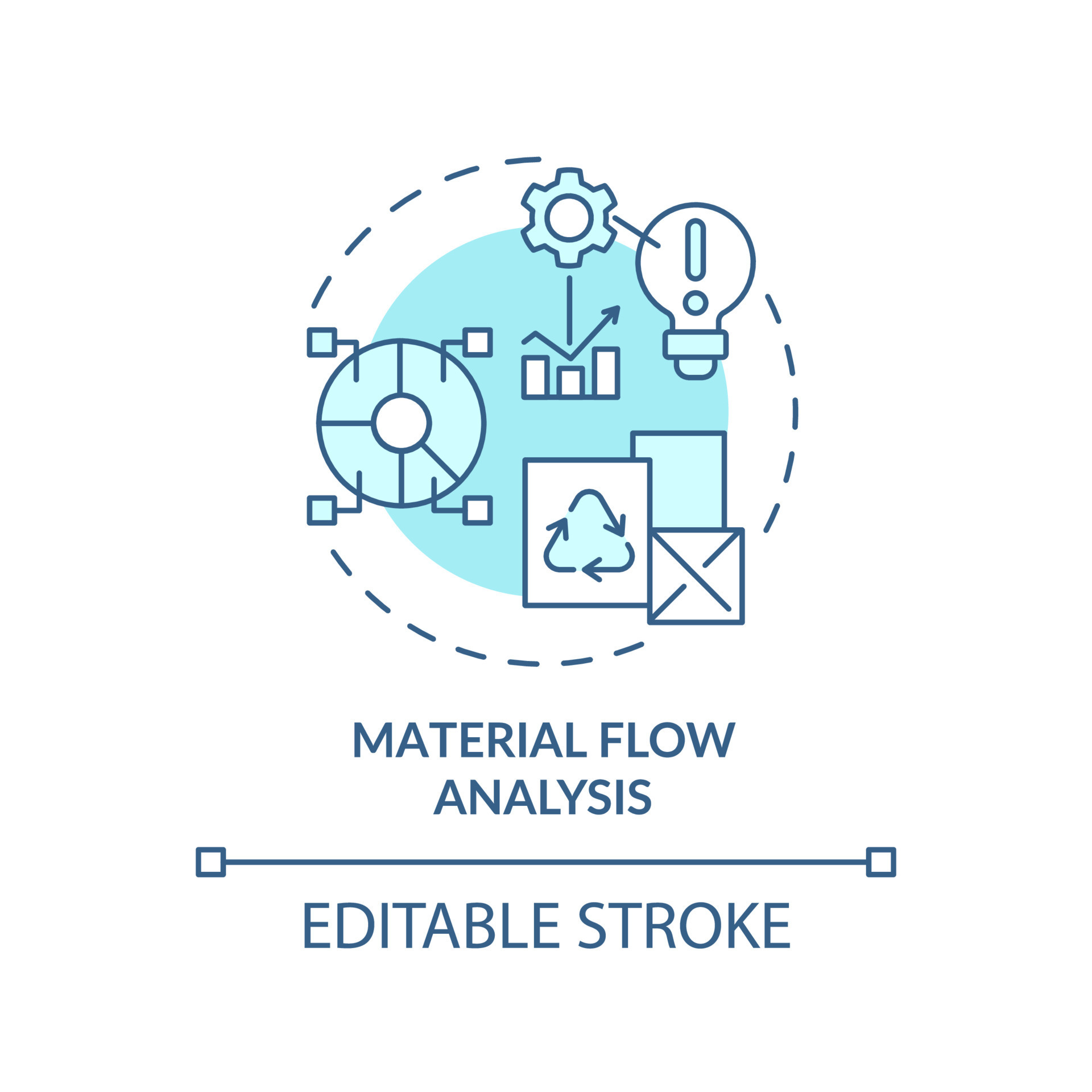 Material flow analysis turquoise concept icon. Method of industrial ...